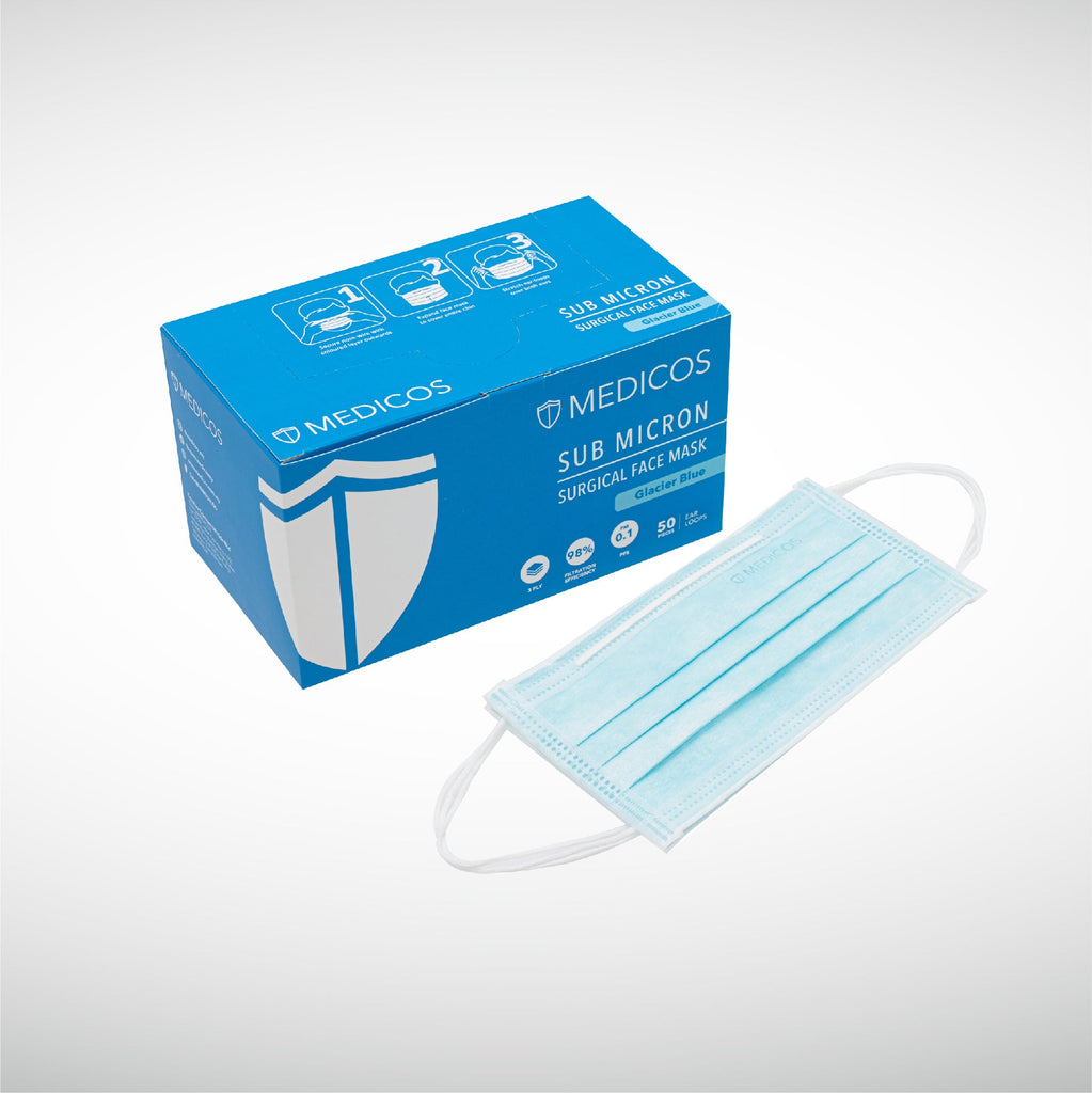 3 Ply Sub Micron Surgical Face Mask (Glacier Blue)- Bundle of 2 ...