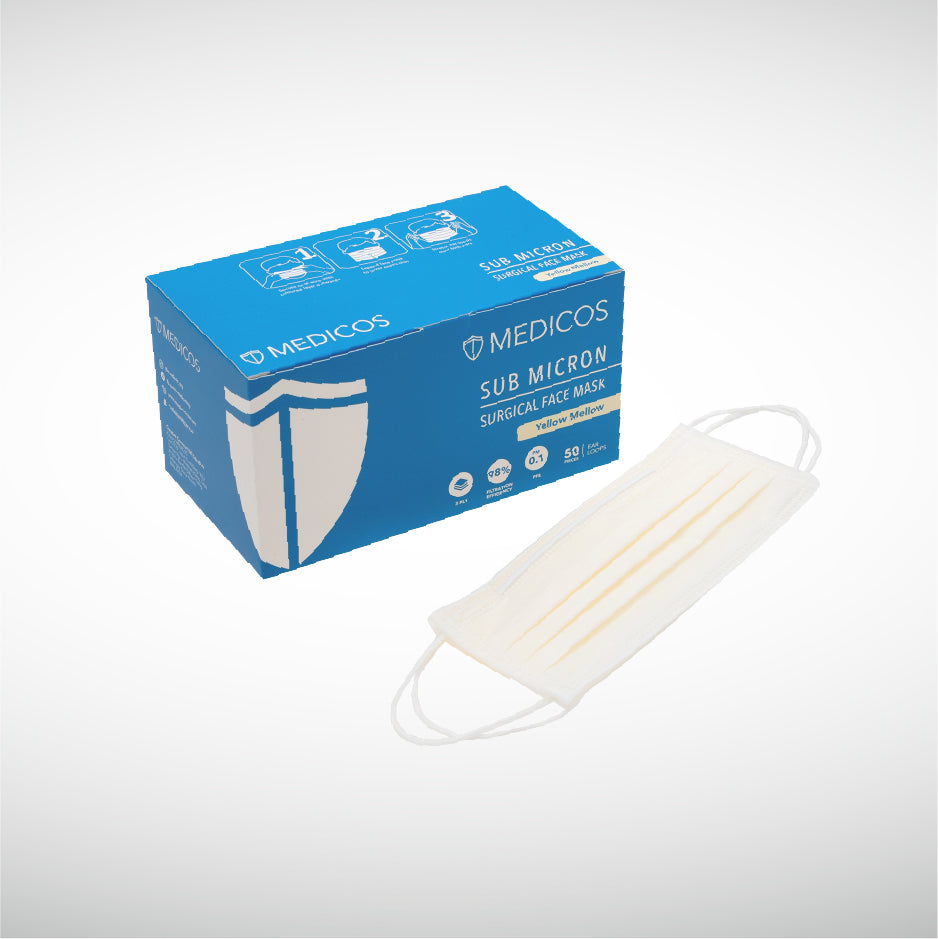 3 Ply Sub Micron Surgical Face Mask (Yellow Mellow) – MEDICOS Official ...